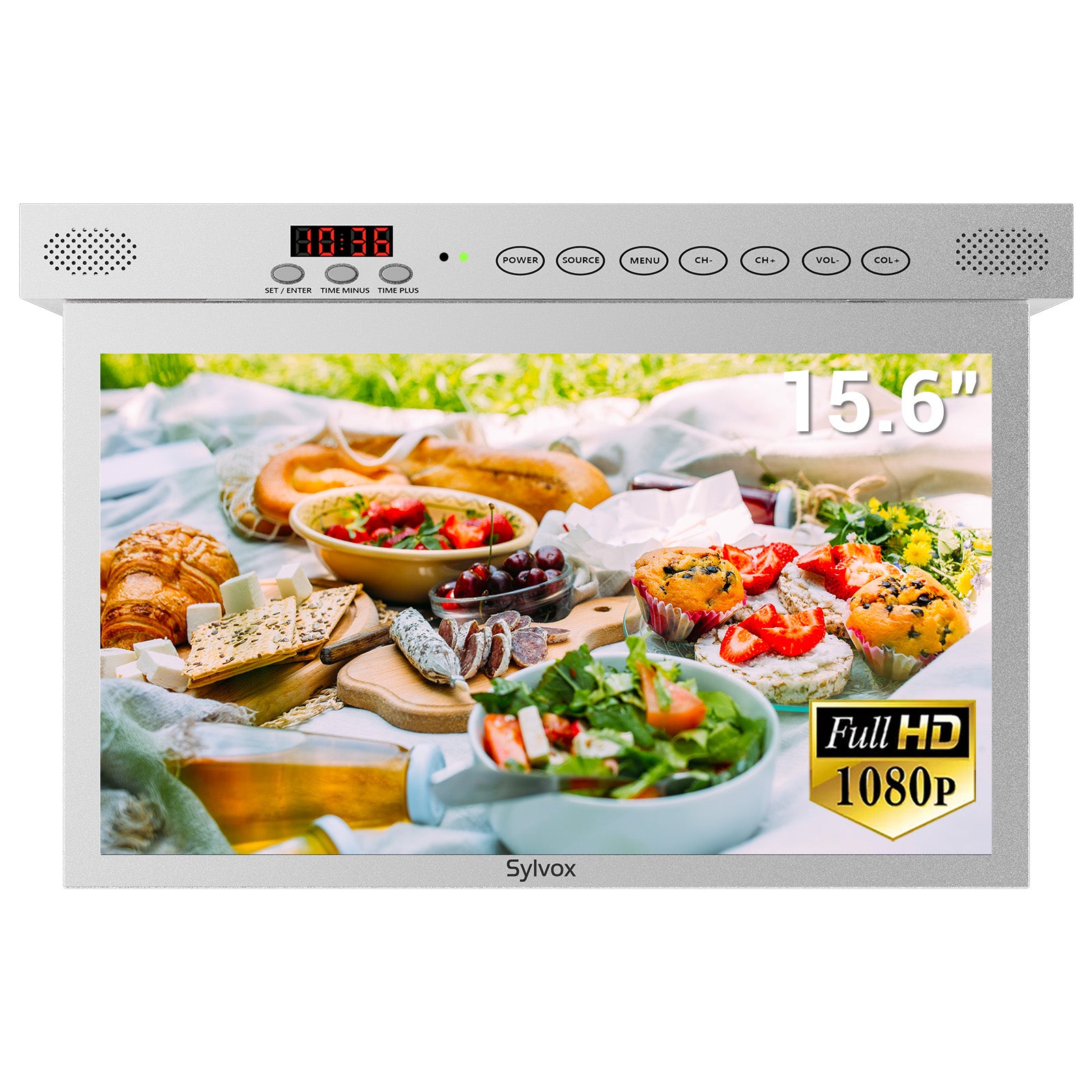 Sylvox Under Cabinet Kitchen TV – Flip Down 15.6-Inch Screen for Modern ...