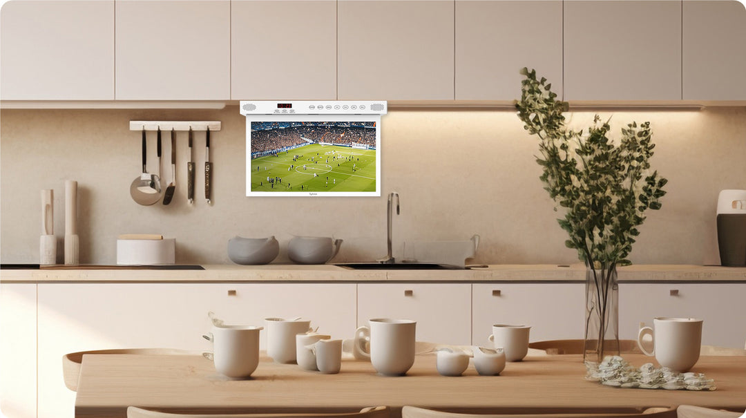 Sylvox Under Cabinet Kitchen TV – Flip Down 15.6-Inch Screen for Modern ...